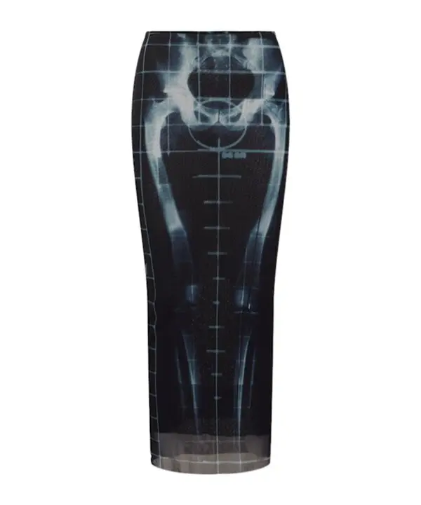 JEAN PAUL GAULTIER Printed Mesh Maxi Skirt