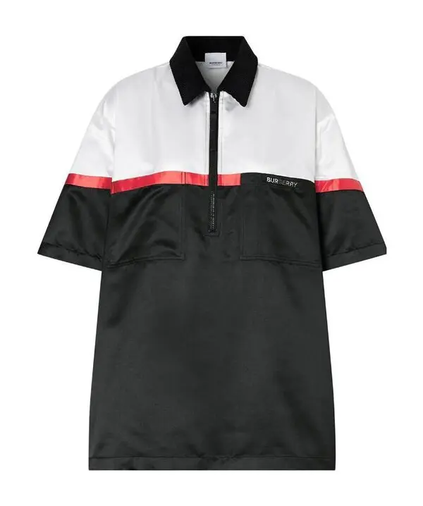 Burberry Oversized Color Block Bowling Shirt - Black