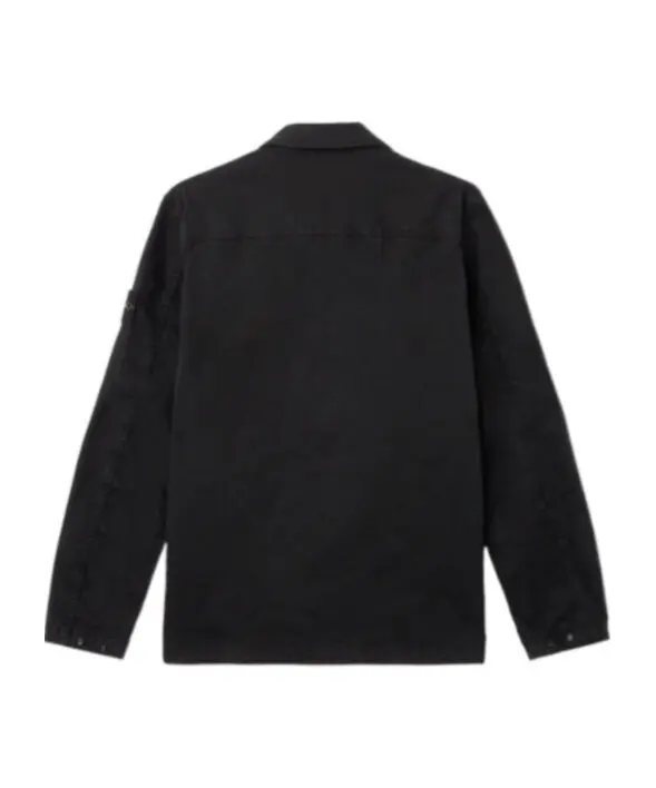 Stone Island Long-sleeved Shirt Jacket With Logo Patch - Black