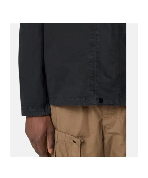 Stone Island Long-sleeved Shirt Jacket With Logo Patch - Black