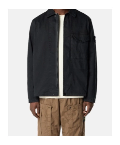 Stone Island Long-sleeved Shirt Jacket With Logo Patch
