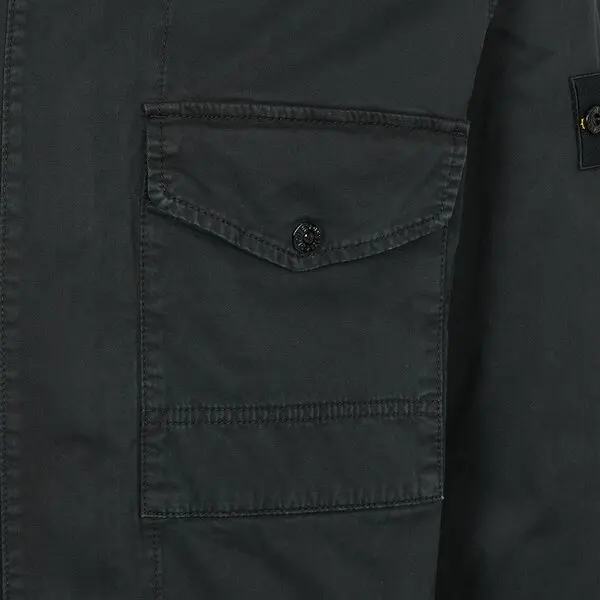 Stone Island Long-sleeved Shirt Jacket With Logo Patch