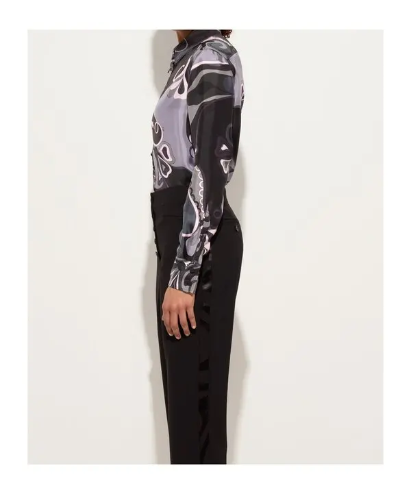Emilio Pucci Orchidee Printed Long Sleeve Shirt - Black