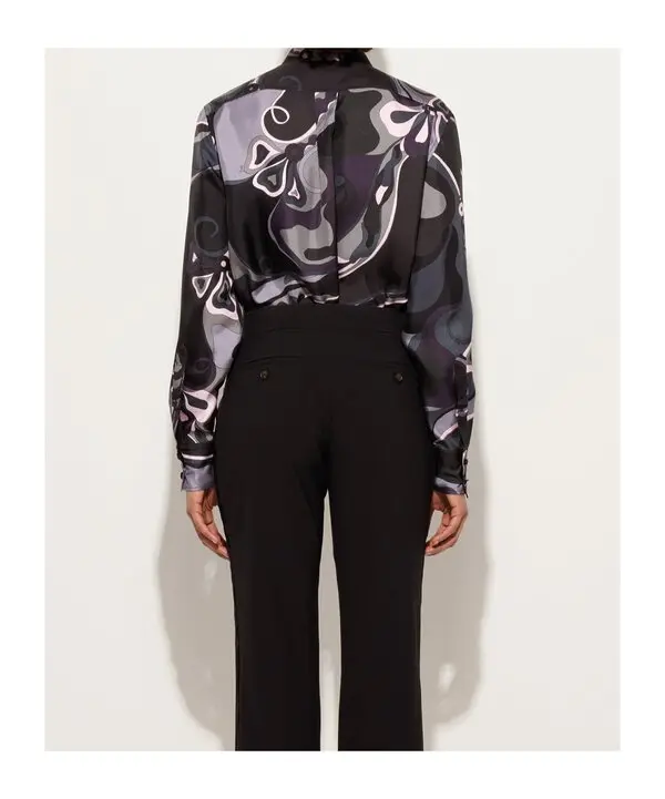 Emilio Pucci Orchidee Printed Long Sleeve Shirt - Black