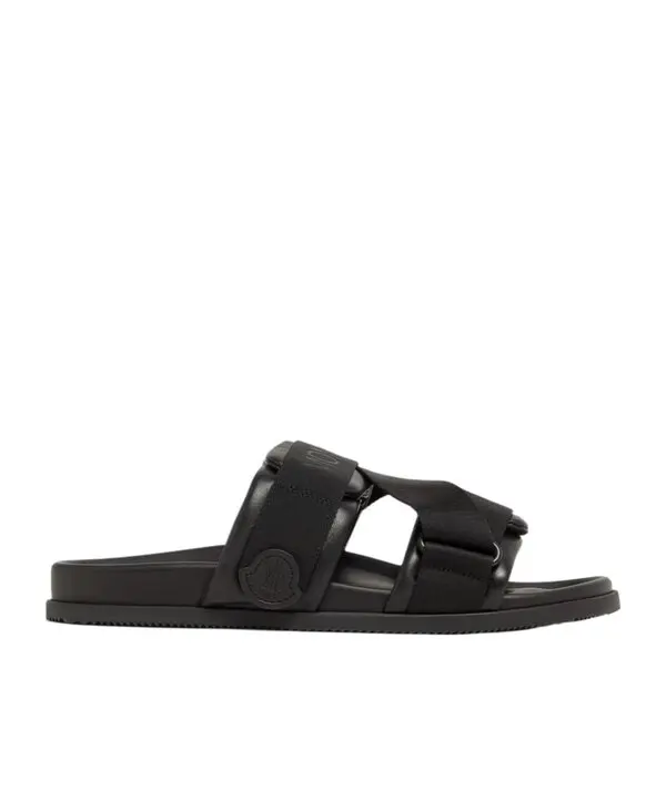 Moncler Nappa Leather Slides - Black