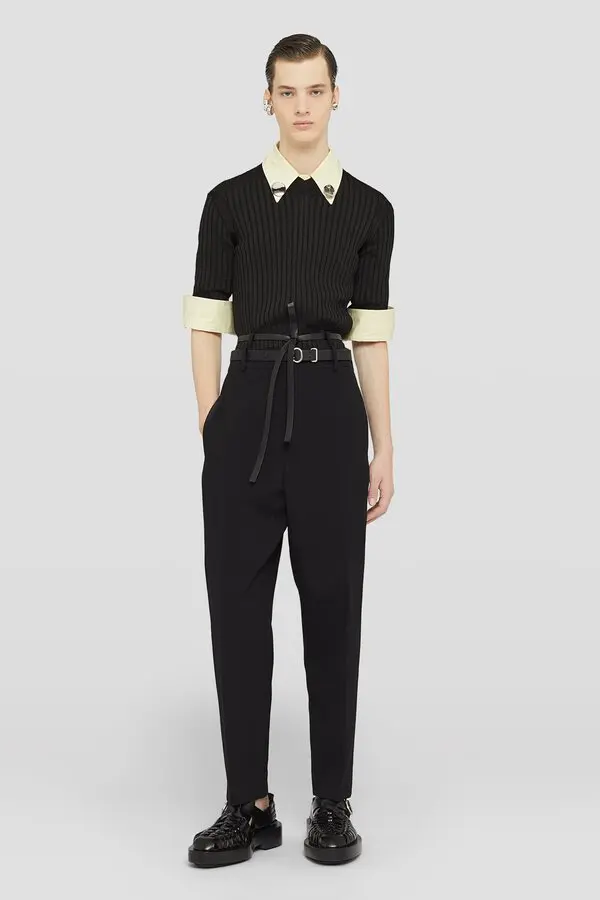 JIL SANDER V-neck Ribbed Knit Top