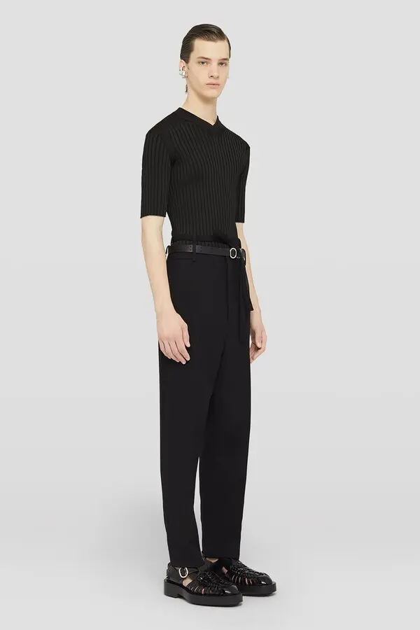 JIL SANDER V-neck Ribbed Knit Top