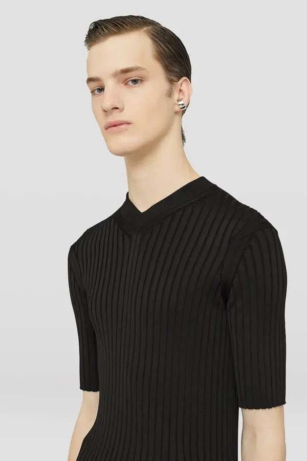 JIL SANDER V-neck Ribbed Knit Top