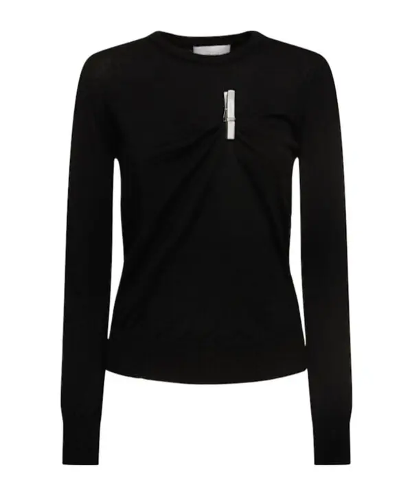 Coperni Knitted Crew Neck Sweater With Clasp Detail