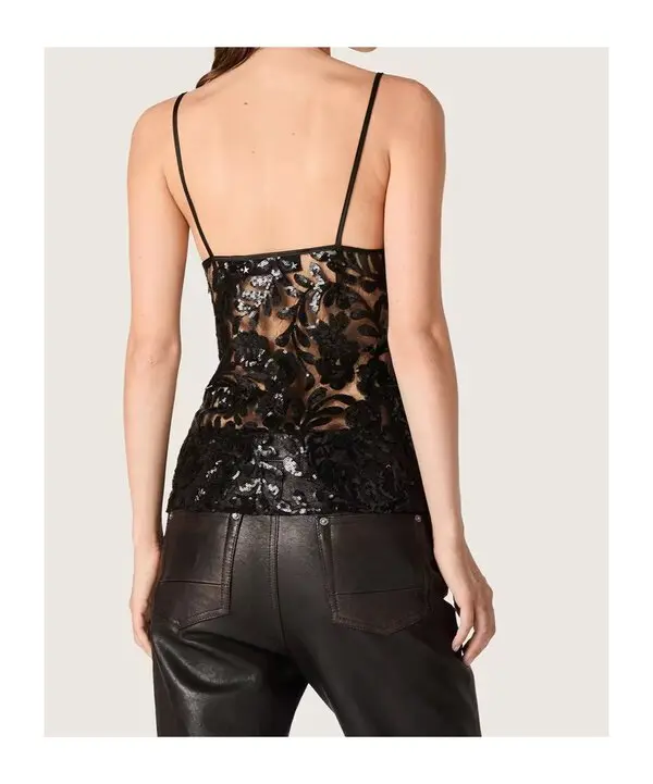 GOLDEN GOOSE Embellished Floral Tulle V-neck Top