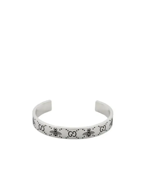 Gucci Bee Motif Cuff Bracelet - White