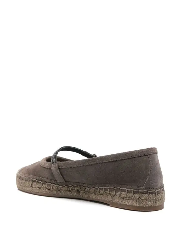Brunello Cucinelli Suede Mary Jane Espadrilles With Strap Detailing