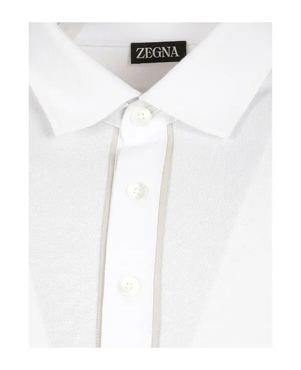 Zegna Buttoned Piped-trim Polo Shirt