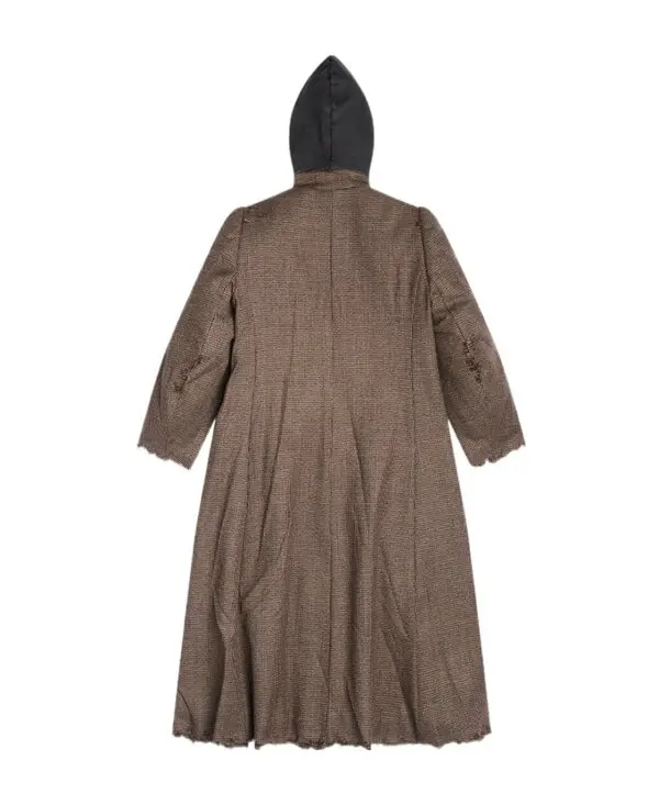 Balenciaga Houndstooth Button Coat With Drawstring Hood