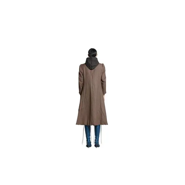 Balenciaga Houndstooth Button Coat With Drawstring Hood