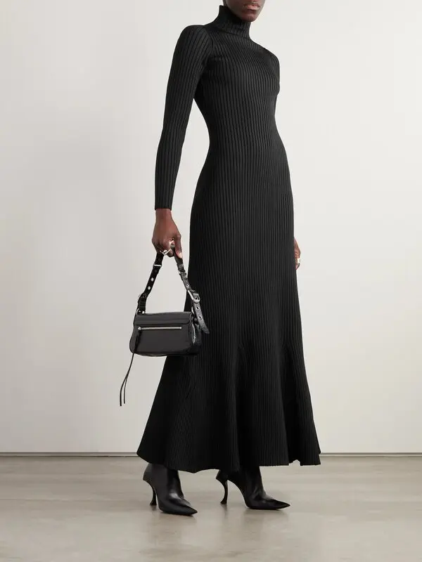 Balenciaga Ribbed High-neck Long-sleeved Dress