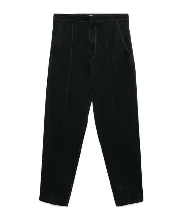 Brunello Cucinelli Satin Trousers With Stitching Detail - Black