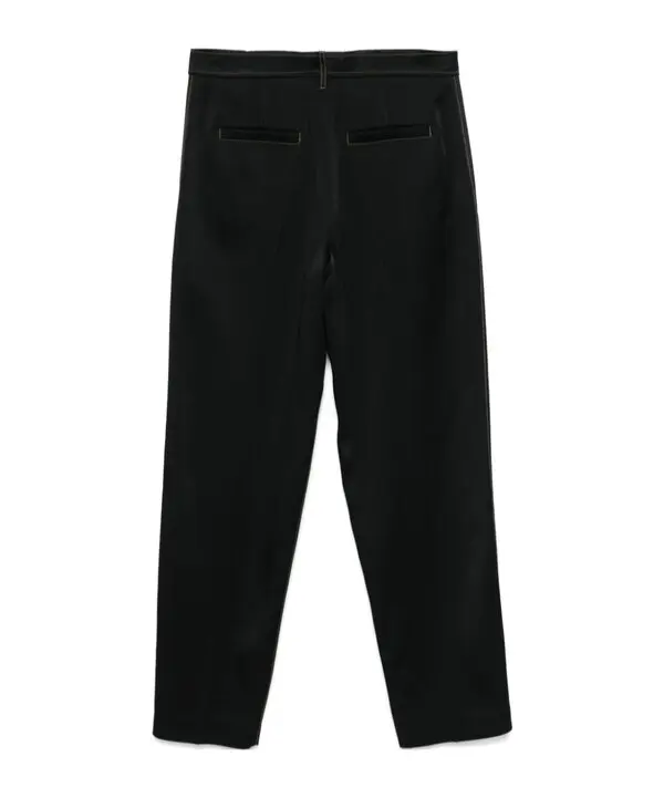 Brunello Cucinelli Satin Trousers With Stitching Detail - Black