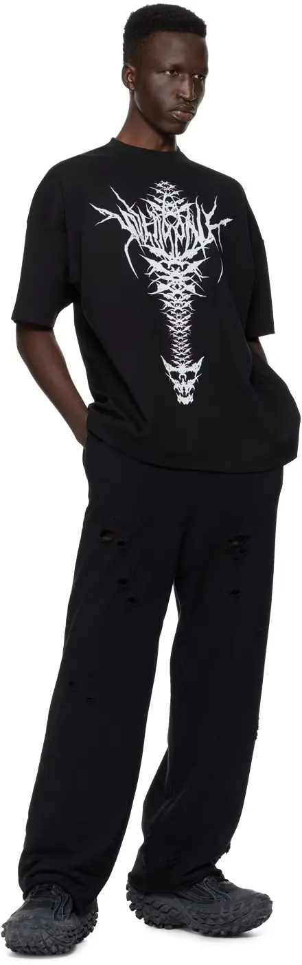 We11Done Skull Pattern T-shirt - Black