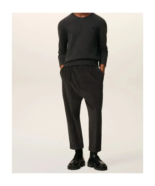 AMI Paris Pleated Cuffed Trousers - Anthracite