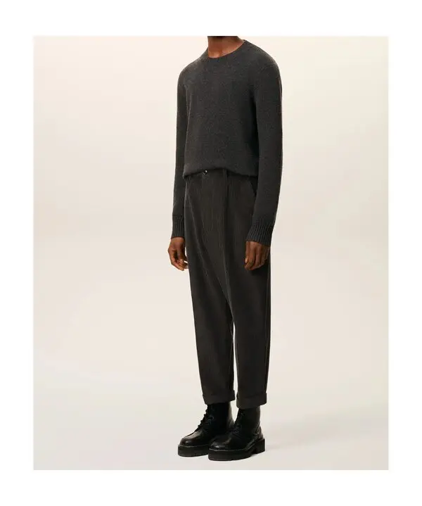 AMI Paris Pleated Cuffed Trousers - Anthracite