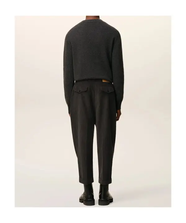 AMI Paris Pleated Cuffed Trousers - Anthracite