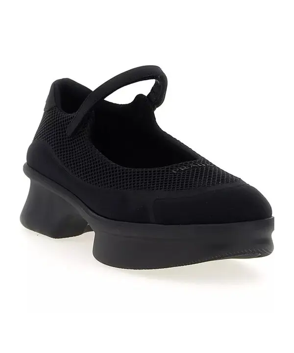 Prada Round-toe Mesh Ballerinas With Adjustable Strap