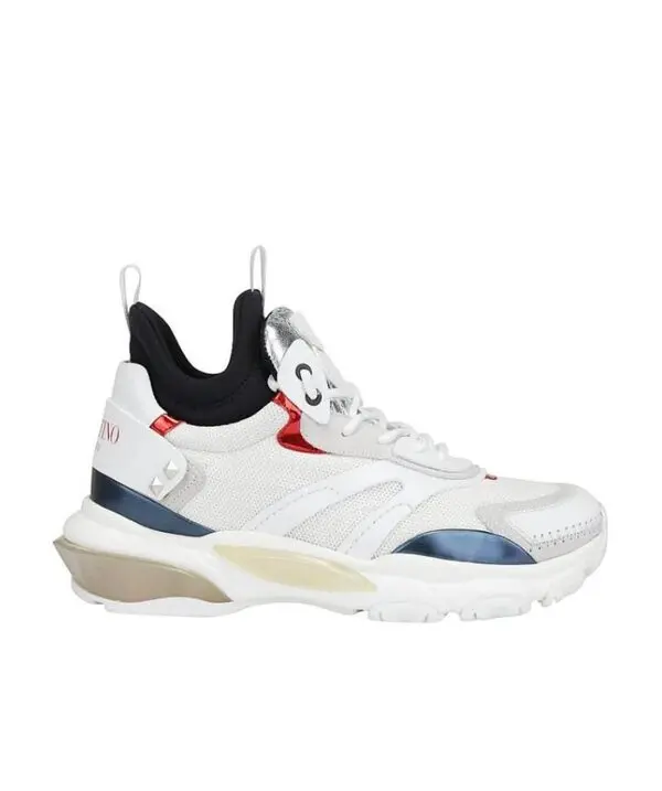 Valentino Garavani Bounce Lace-up Sneakers With Rivet Detailing - White