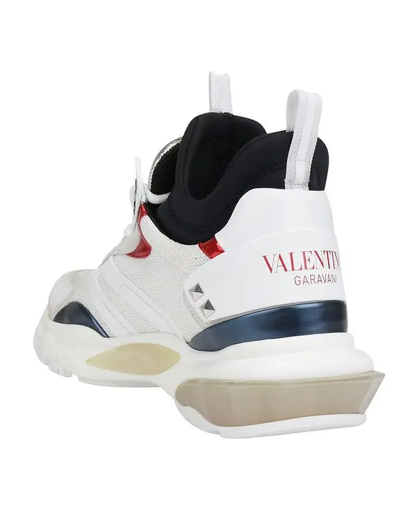 Valentino Garavani Bounce Lace-up Sneakers With Rivet Detailing - White