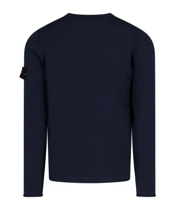 Stone Island Logo Patch Crewneck Jumper - Blue