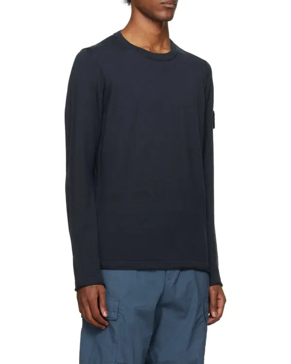 Stone Island Logo Patch Crewneck Jumper - Blue
