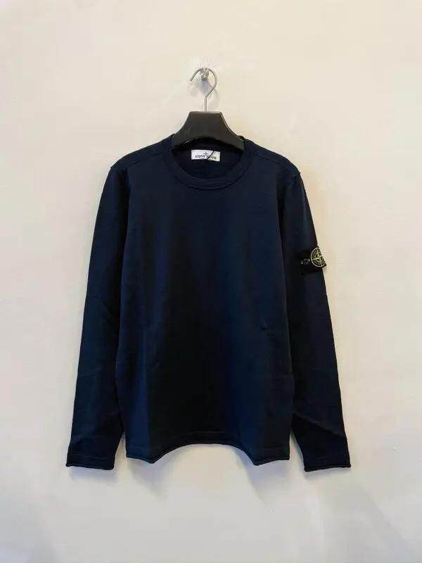 Stone Island Logo Patch Crewneck Jumper - Blue