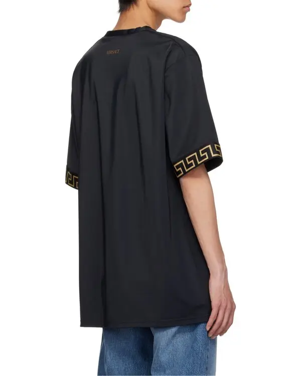 Versace Greca-trim Crewneck T-shirt - Black