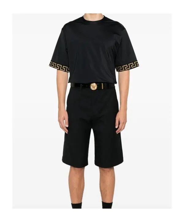 Versace Greca-trim Crewneck T-shirt - Black