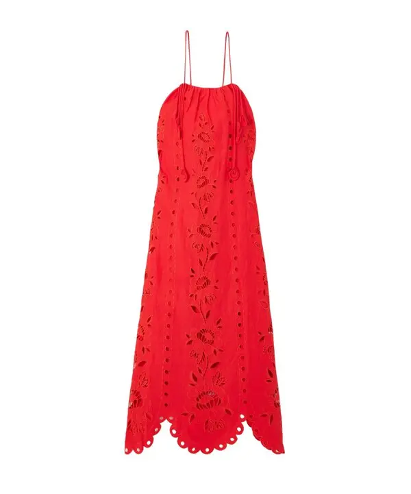 Farm Rio Embroidered Midi Dress