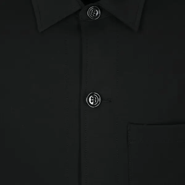 Hugo Boss Relaxed-fit Button-up Jacket With Lapel And Chest Pocket - Black