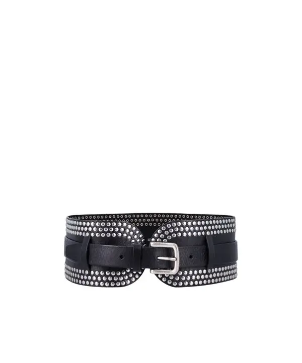 GOLDEN GOOSE Studded Leather Belt - Black