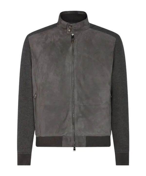 Canali Suede Wool Zipper Jacket