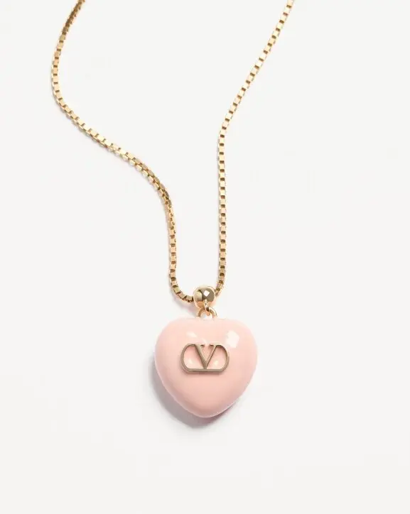 Valentino Garavani Heart Shaped Embellished Necklace - Yellow