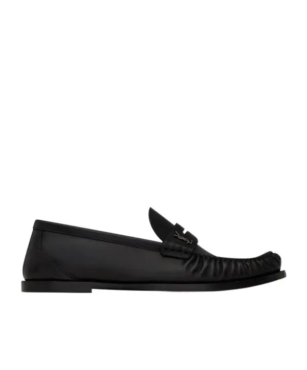 Saint Laurent Logo Plaque Slip-on Loafers - Black