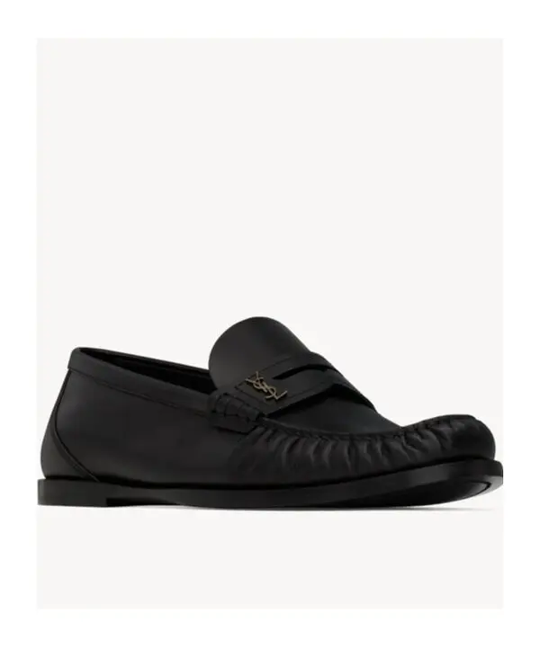 Saint Laurent Logo Plaque Slip-on Loafers - Black