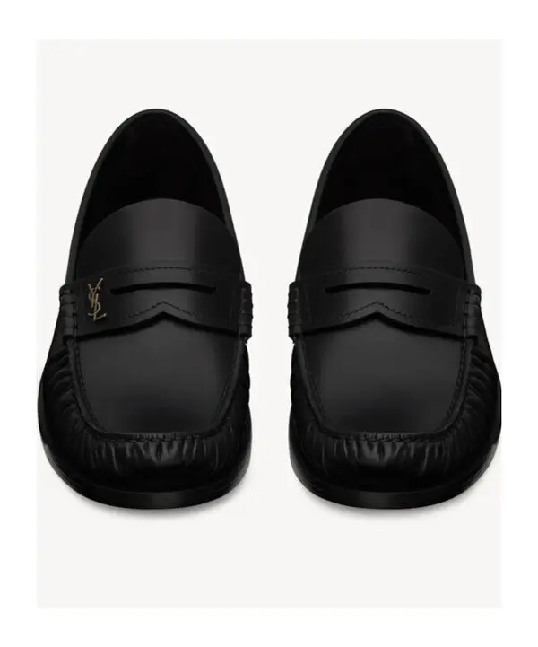 Saint Laurent Logo Plaque Slip-on Loafers - Black