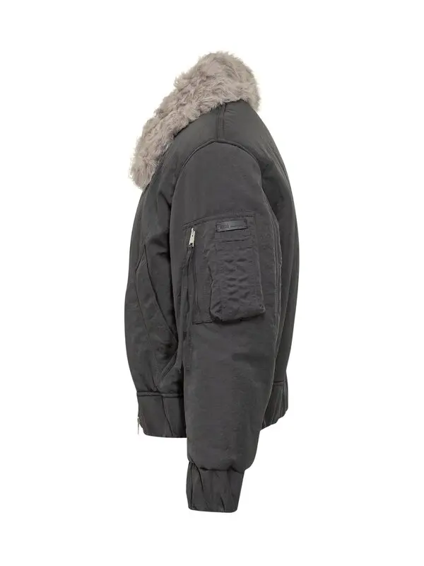 AMI Paris Faux Fur-trimmed Bomber Jacket