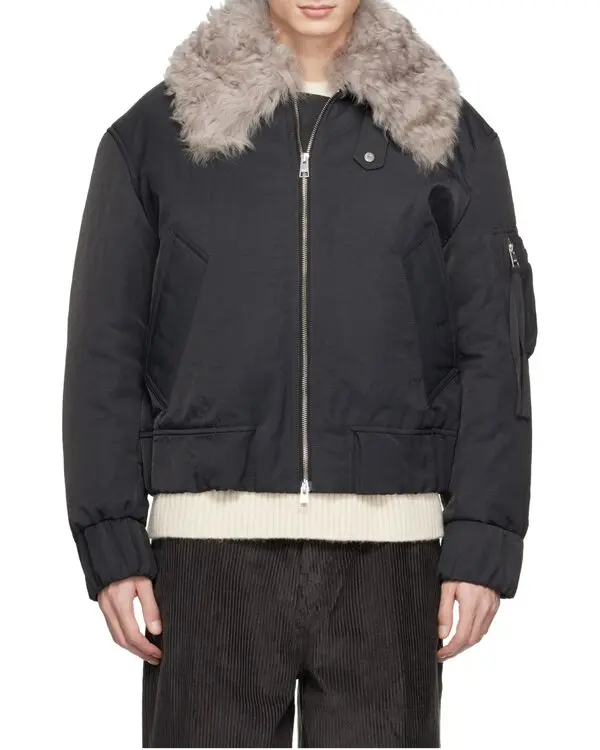 AMI Paris Faux Fur-trimmed Bomber Jacket