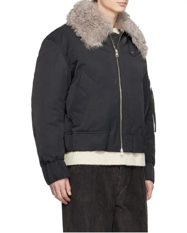 AMI Paris Faux Fur-trimmed Bomber Jacket