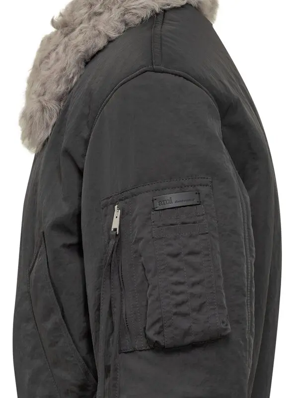 AMI Paris Faux Fur-trimmed Bomber Jacket