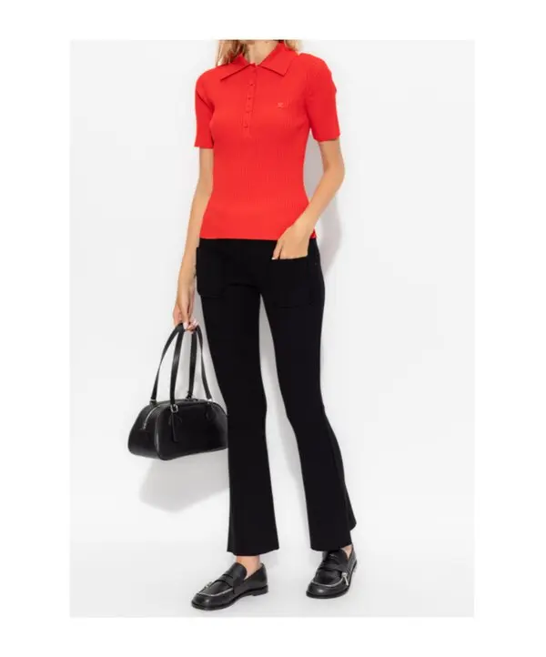 COURREGES Short Sleeve Knitted Polo Shirt