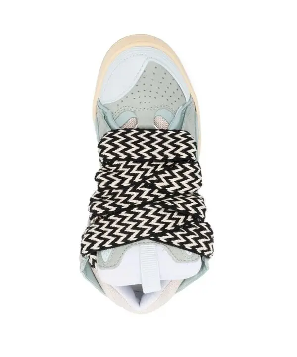 LANVIN Curb Round Toe Lace-up Sneakers - Gray