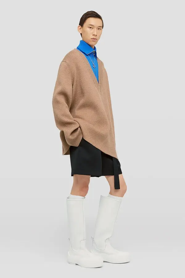JIL SANDER Drop Shoulder Layered Jumper - Nude