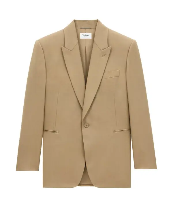 Saint Laurent Single-breasted Peak Lapel Jacket - Beige